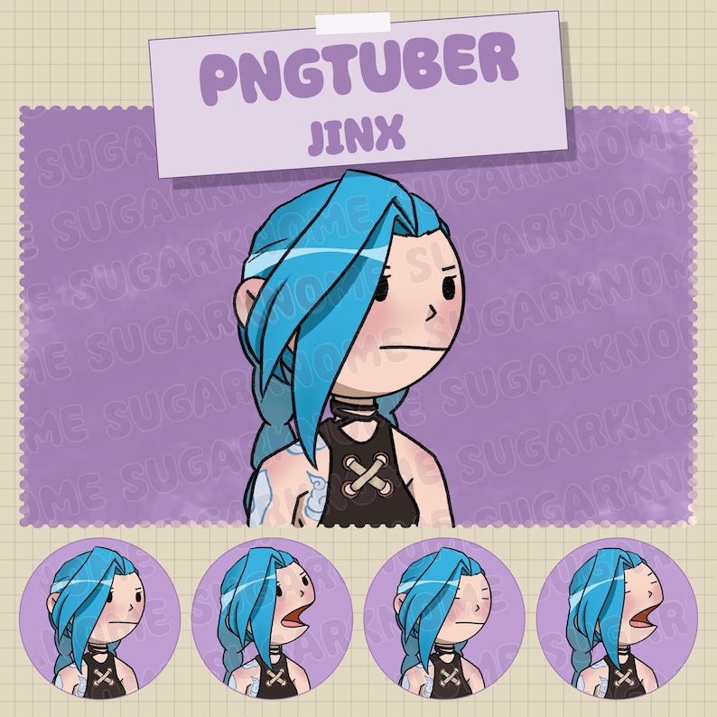 Jinx- ARCANE Pngtuber for Twitch, Youtube, Discord - Etsy