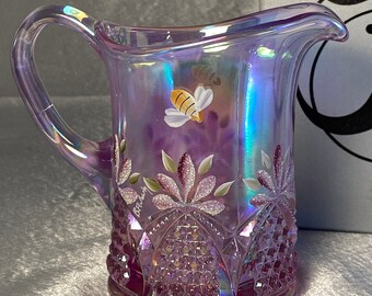 Vintage Fenton Pink Ruffled Pitcher - Etsy