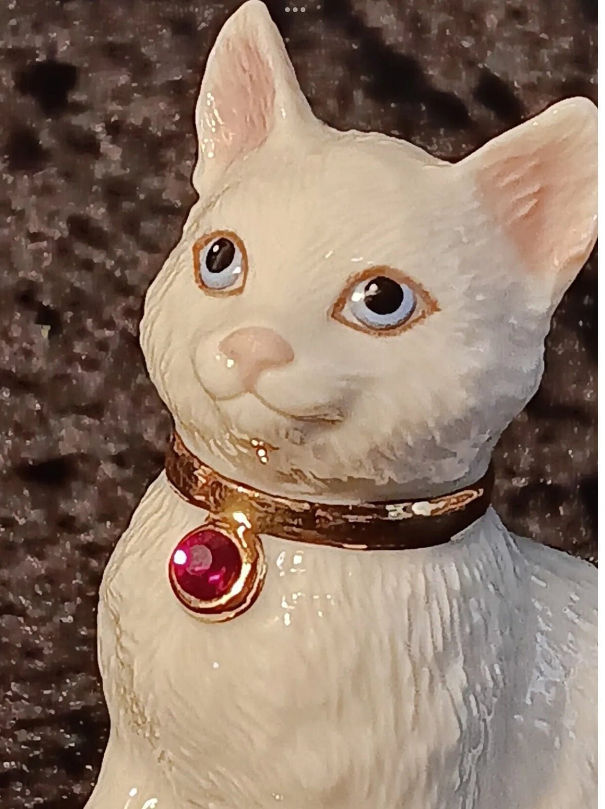 Lenox Vintage Handcrafted Porcelain Cat Figurine With Yarn Ruby Red ...