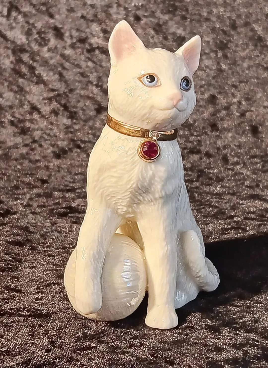 Lenox Vintage Handcrafted Porcelain Cat Figurine With Yarn Ruby Red ...