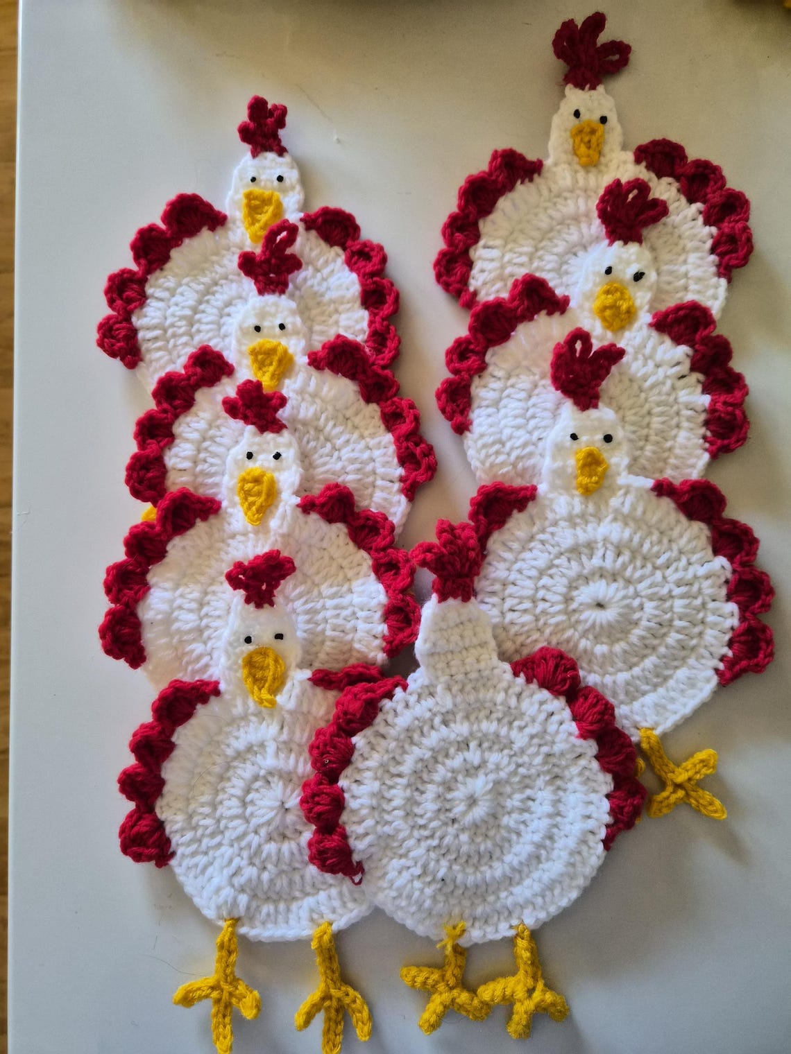 Hand Crochet Chicken Coasters, Farmhouse Decor, Set of 4 - Etsy
