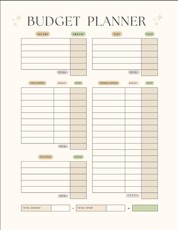 Printable Monthly Budget Tracker and Planner Worksheets - Etsy