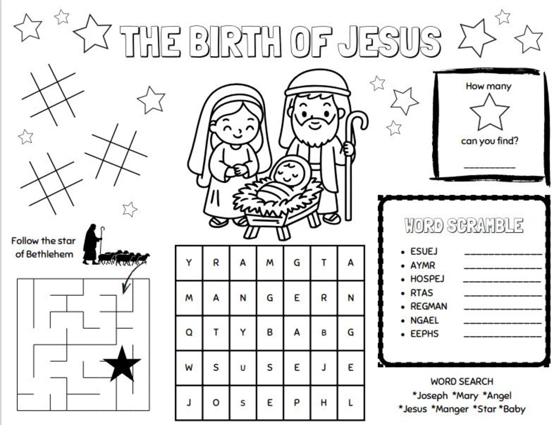 Nativity Placemat Bundle, Christian Activity Sheets (6 PDF) - Etsy