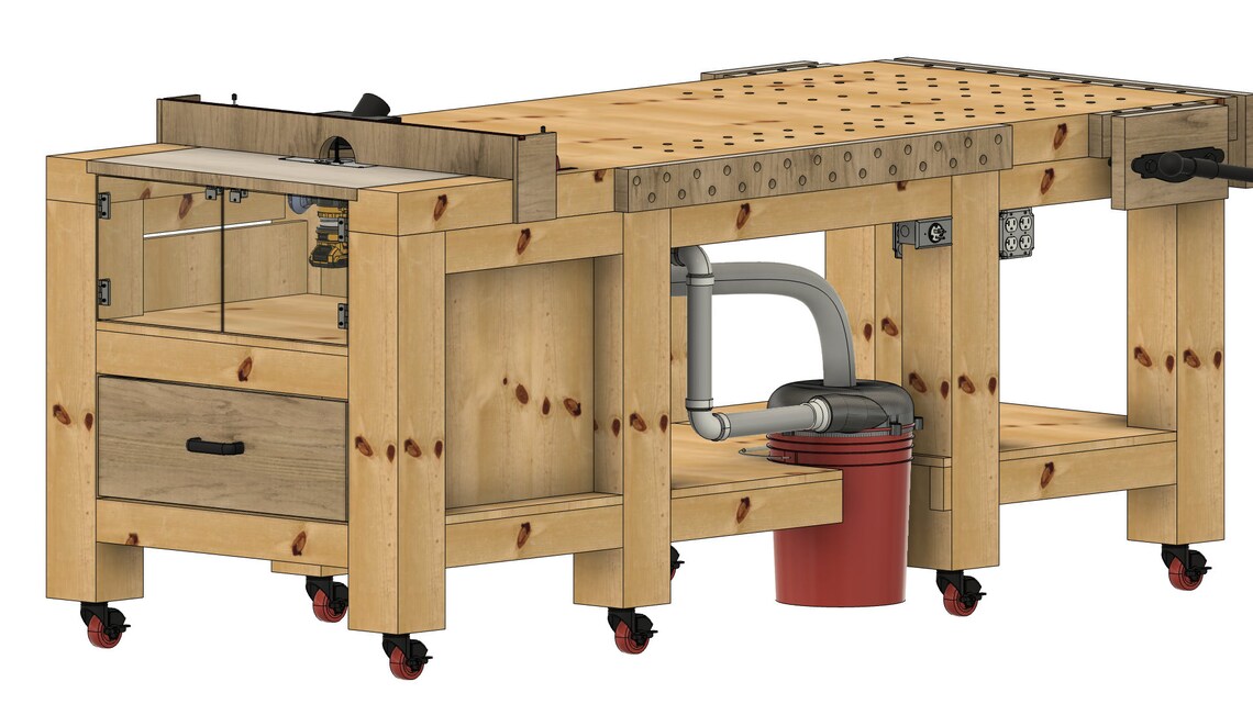 Woodworking Bench With Router Station Plans (PDF Plans) - Etsy