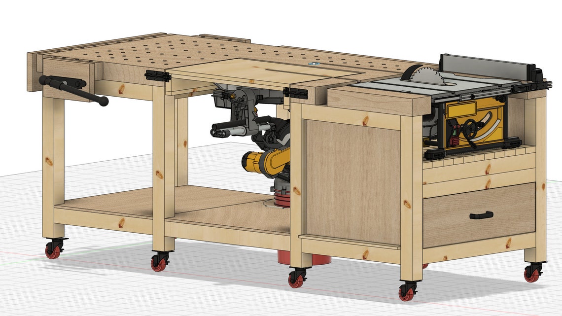 The Ultimate Workbench Lite Plans With Outfeed Table (PDF Plans) - Etsy ...