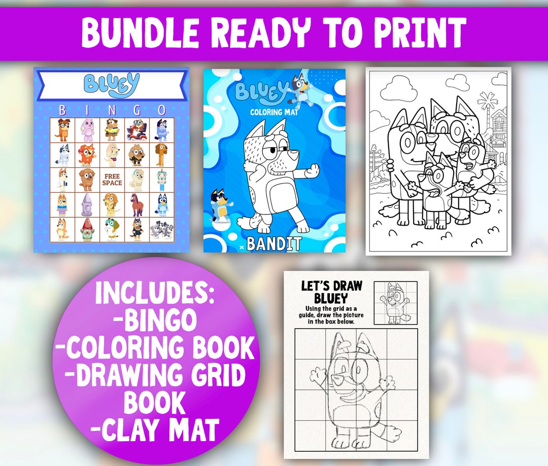 Bluey Printable Bundle Bluey Bingo Bluey Coloring Pages Bluey Coloring ...