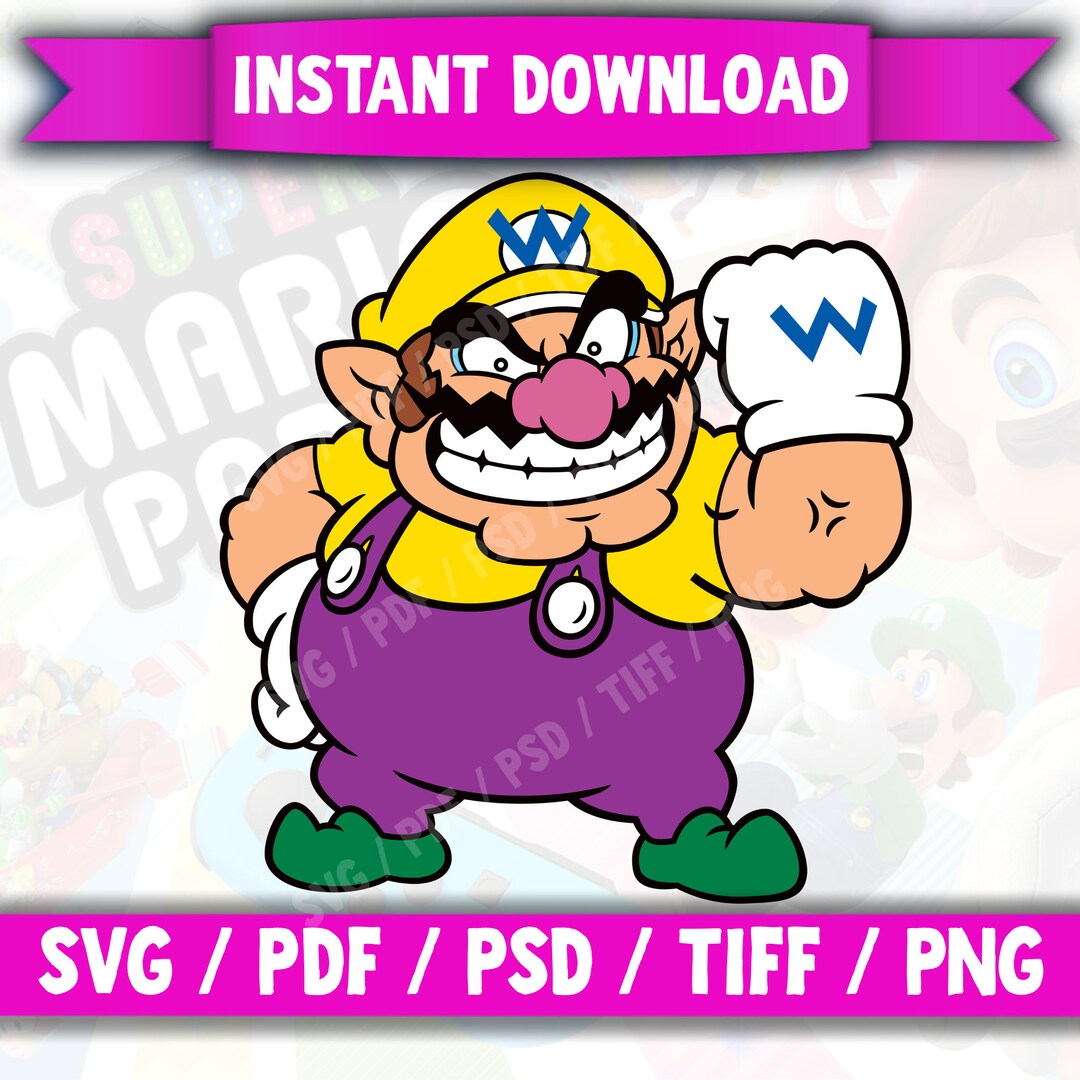Clipart Wario SVG Wario fichier numérique Wario prêt à imprimer Wario ...