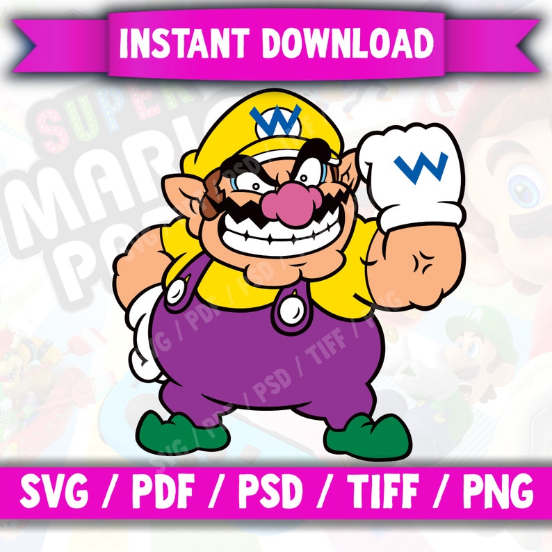Wario SVG Clipart Wario Digital File Wario Ready to Print Wario Printable Wario Cricut SVG FREE ...