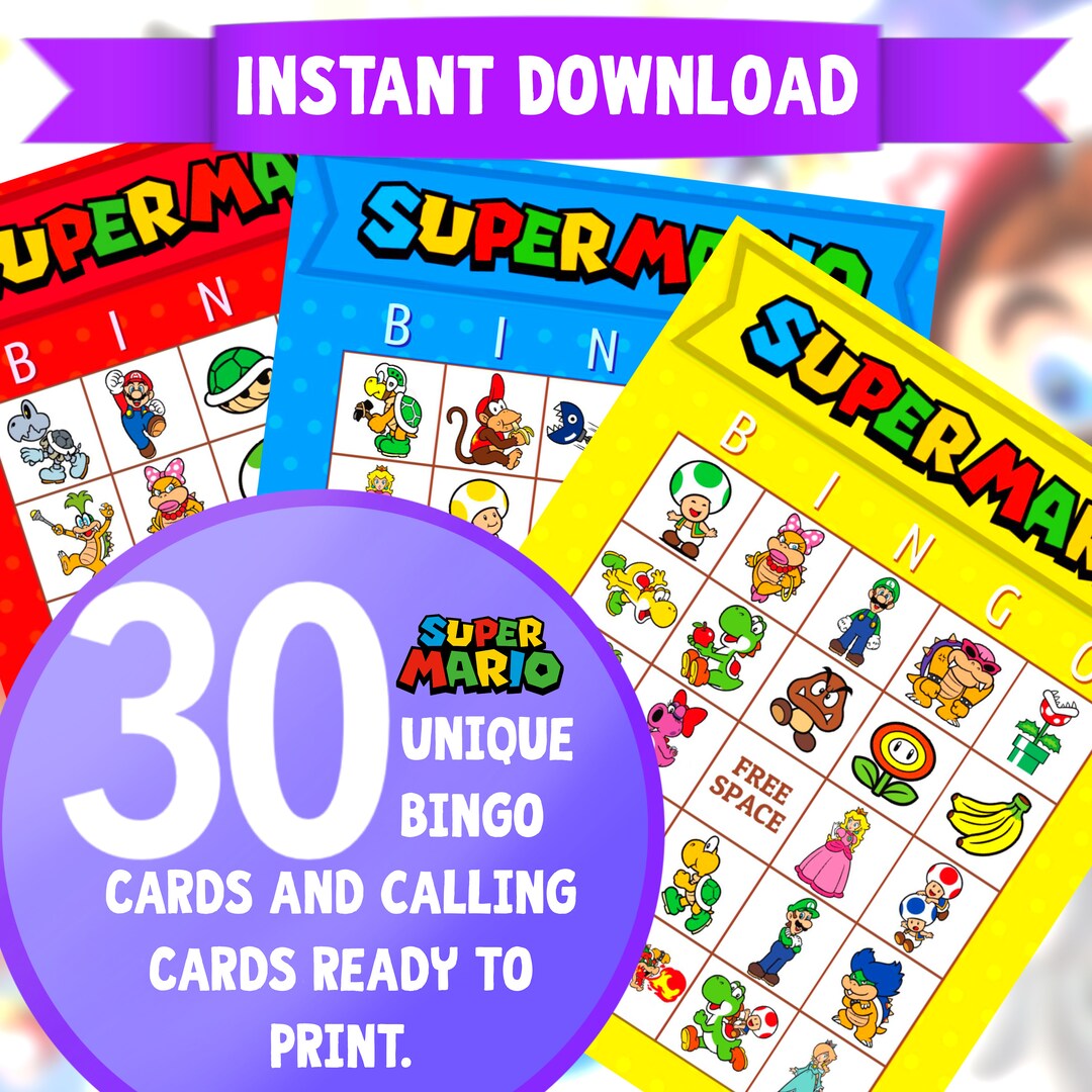 Mario Bingo Printable Super Mario Bingo Card High Quality Ready to ...
