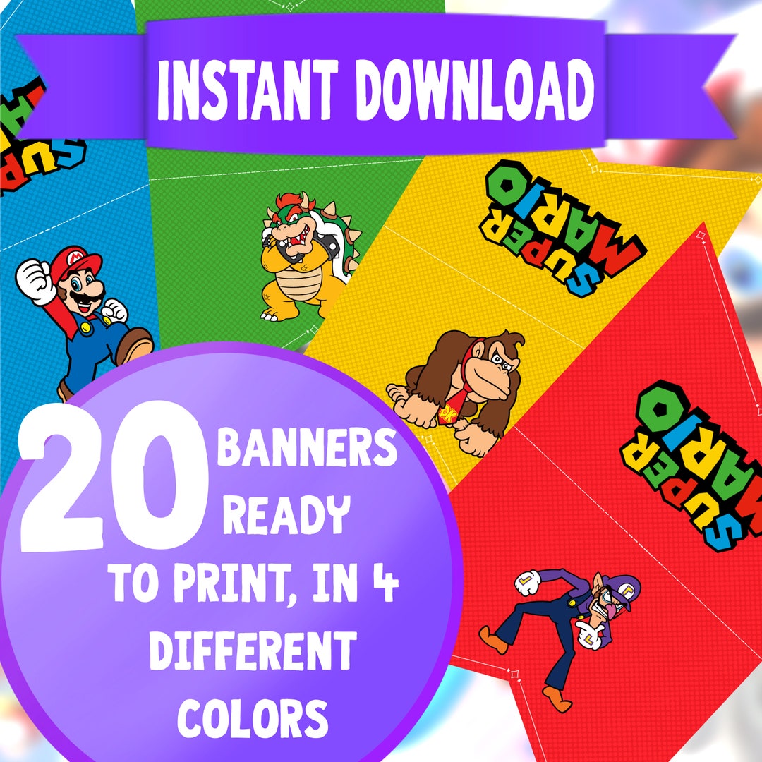 Mario Banner Decoration Super Mario Brithday Banner Mario Party Banner ...