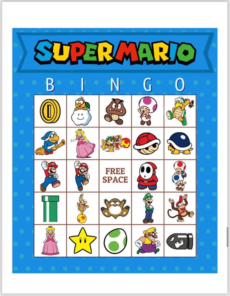 Mario Printable BINGO HD Super Mario Themed Party Printable BINGO Ready ...