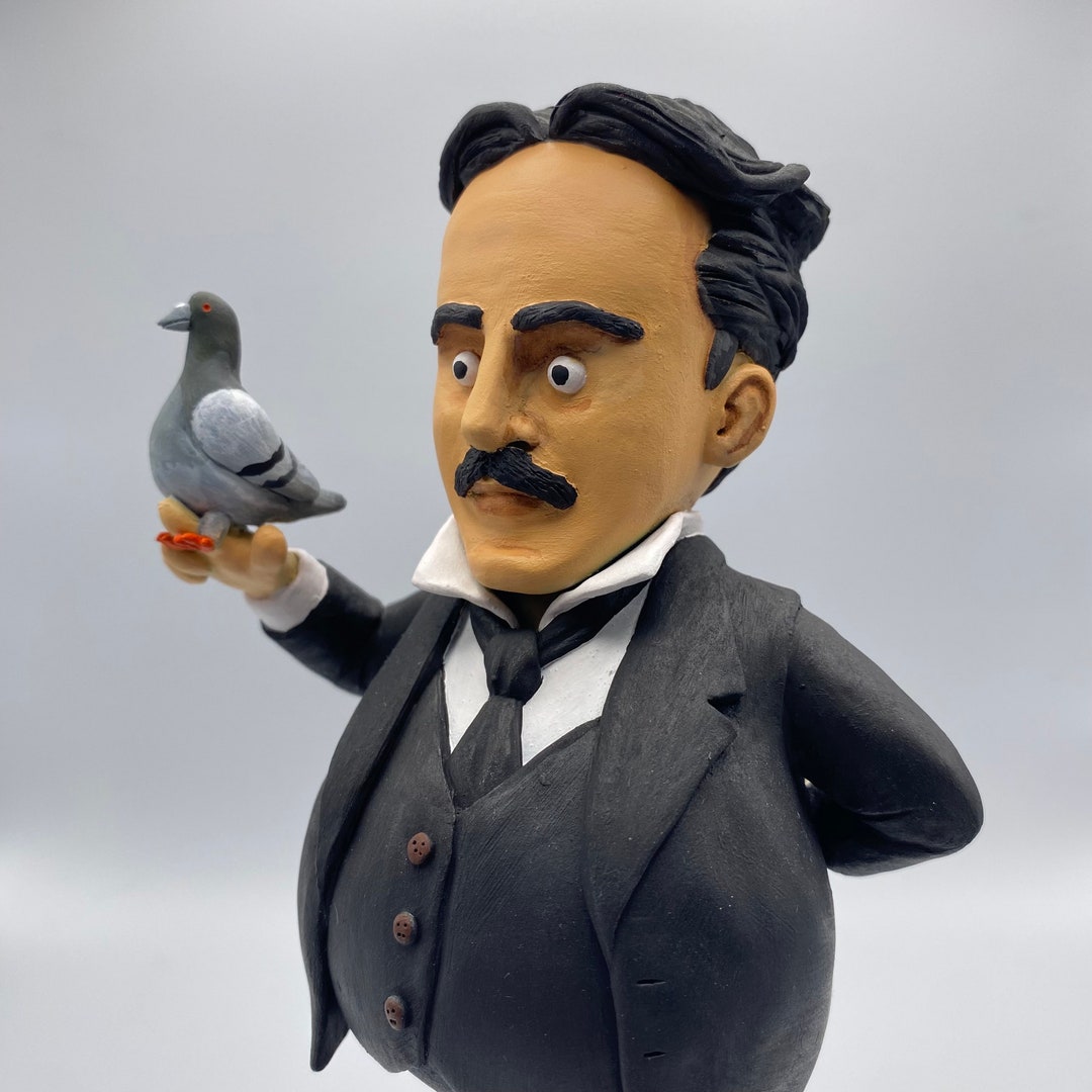 6 Nikola TESLA Holding a Pigeon Handcrafted Out of Polymer Clay One of ...