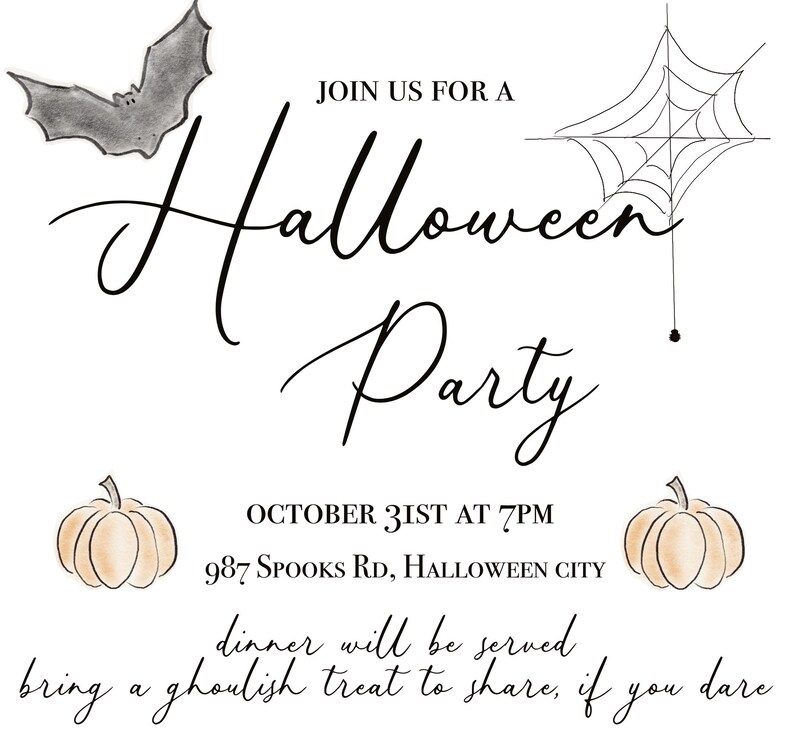 Personalized Halloween Party Invitation, Customized Halloween Invite ...