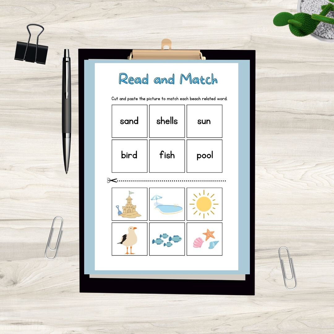 Beach Themed - Read and Match Game - Etsy