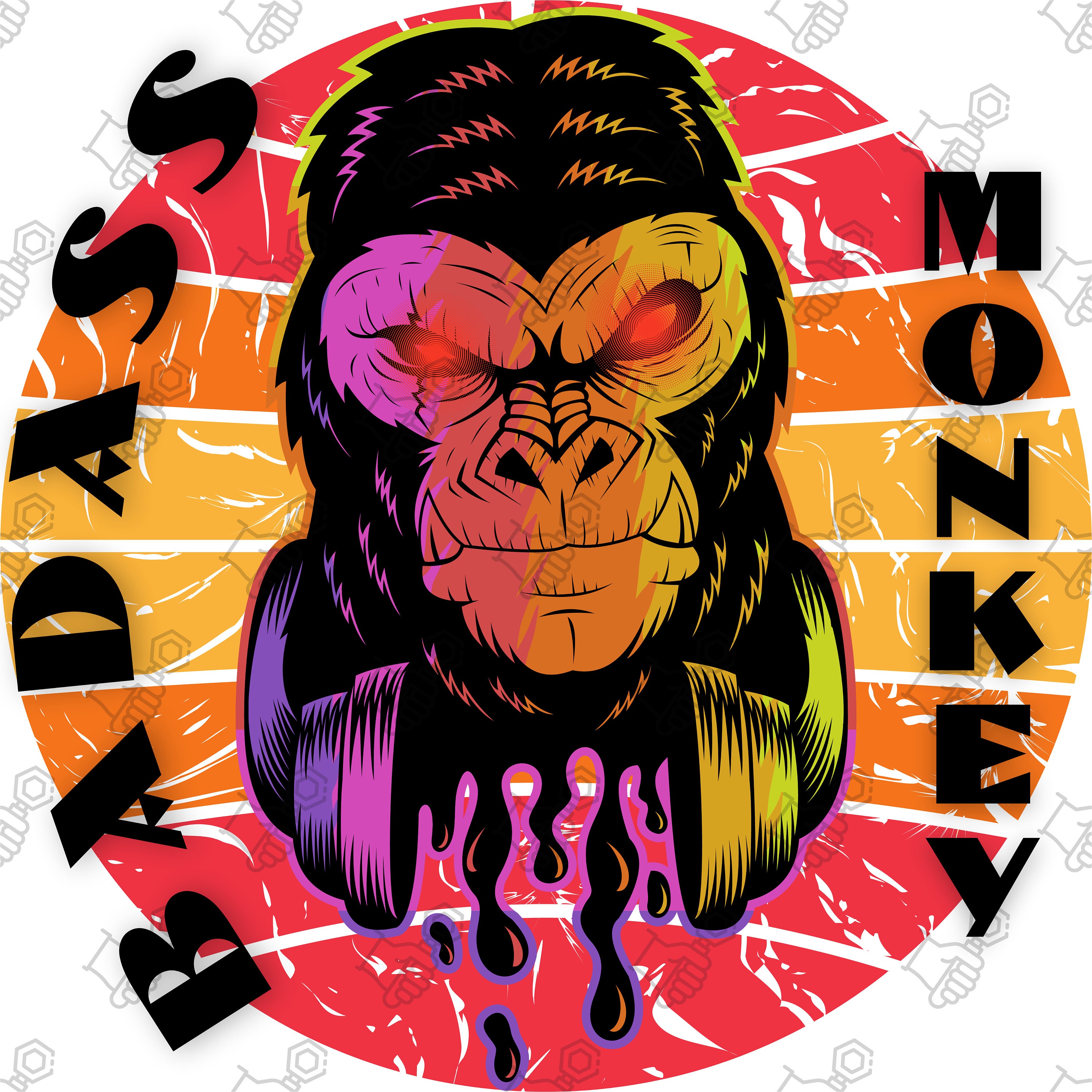Badass Monkey Digital Download PNG Design Sublimation - Etsy