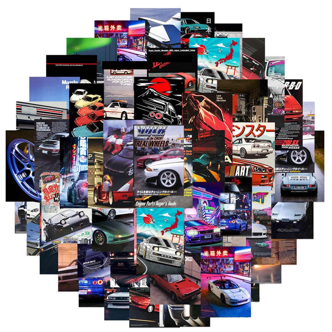 10/30/50 Vintage Race/drift Car Mini Poster Stickers, Laptop, Phone ...