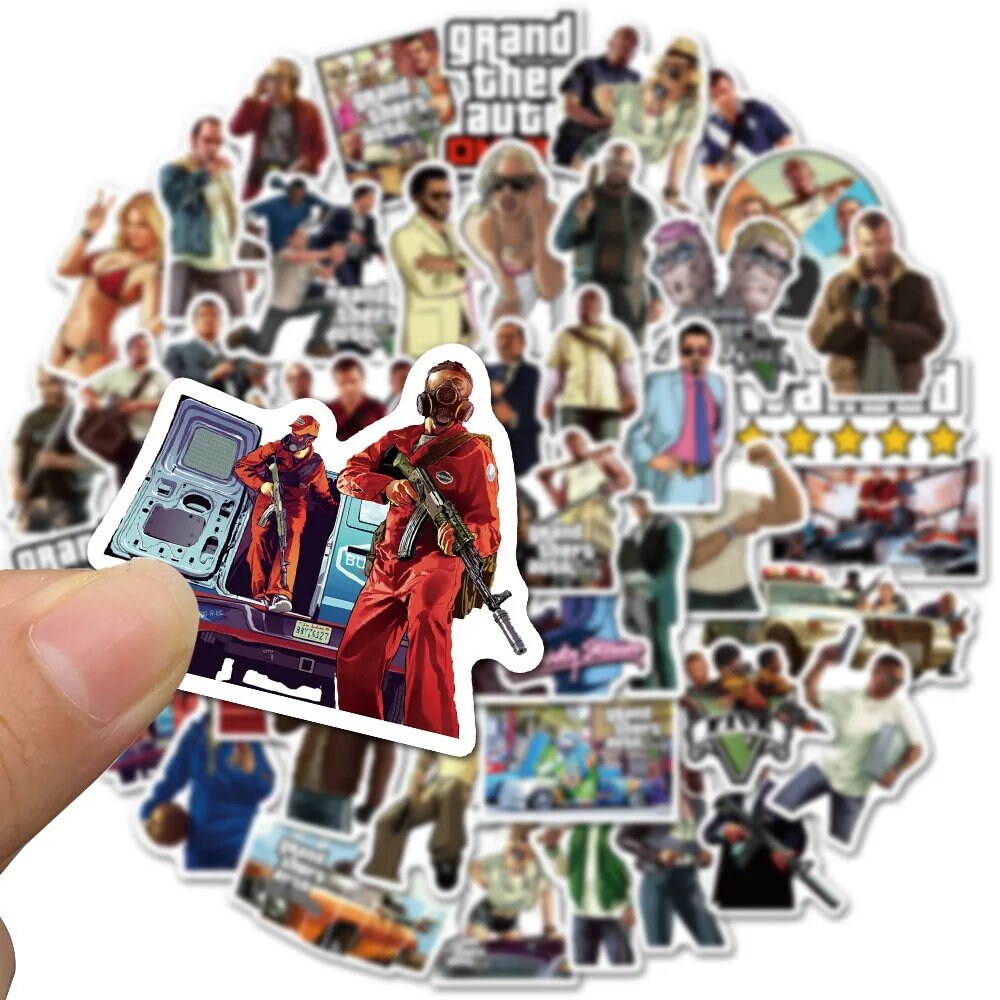 10/30/50pcs. GTA Fan Art Stickers, Famous Game, Gaming Merchandise ...