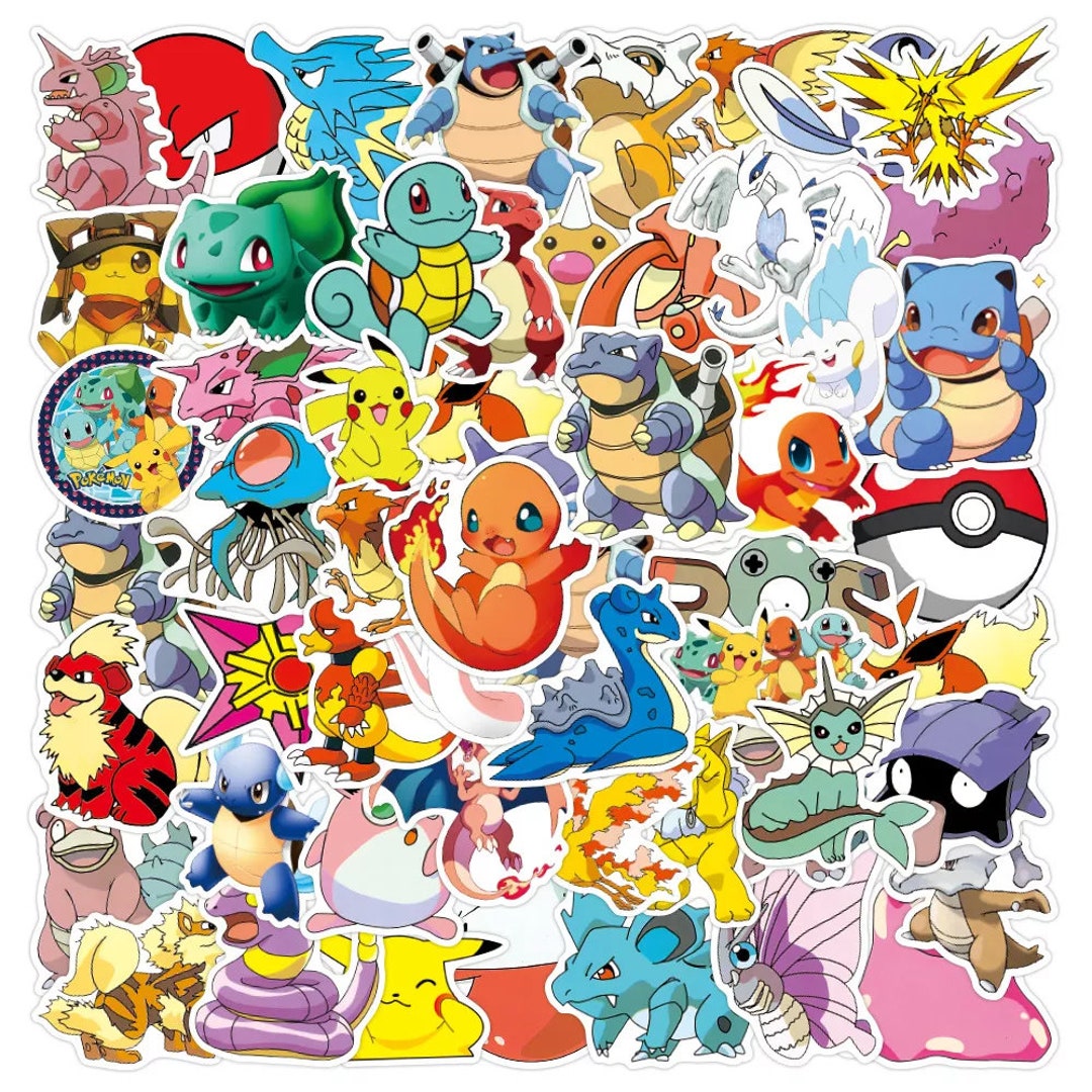 50pcs. Pokemon Fan Art Stickers, Kawaii Anime Stickers, Cartoon Pokemon ...