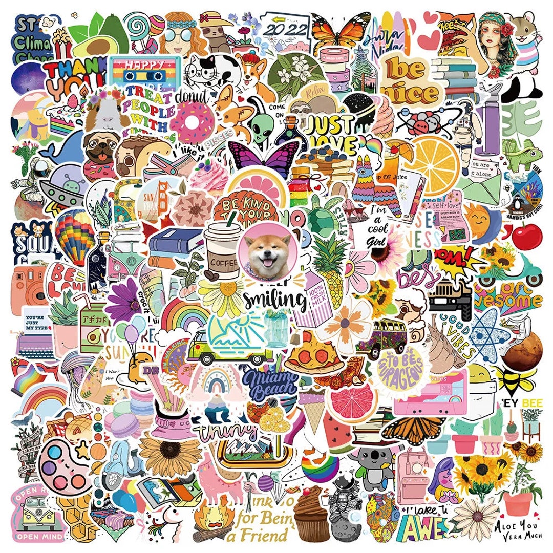 200 Stickers Cool Cartoons, Cute Sticker Set Vinyl Cartoon Small Cute ...
