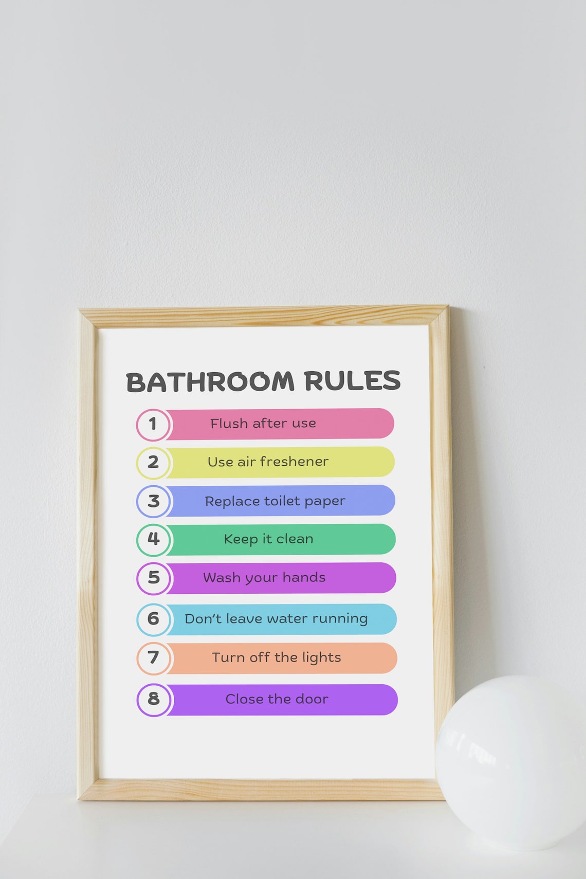Bathroom Rules, Wall Art, Printable Wall Art, Bathroom Decor, Restroom ...
