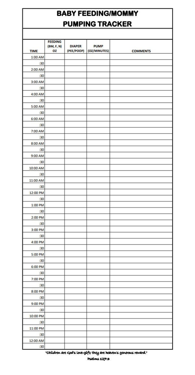 Baby Feeding and Mommy Pumping Tracker - Etsy