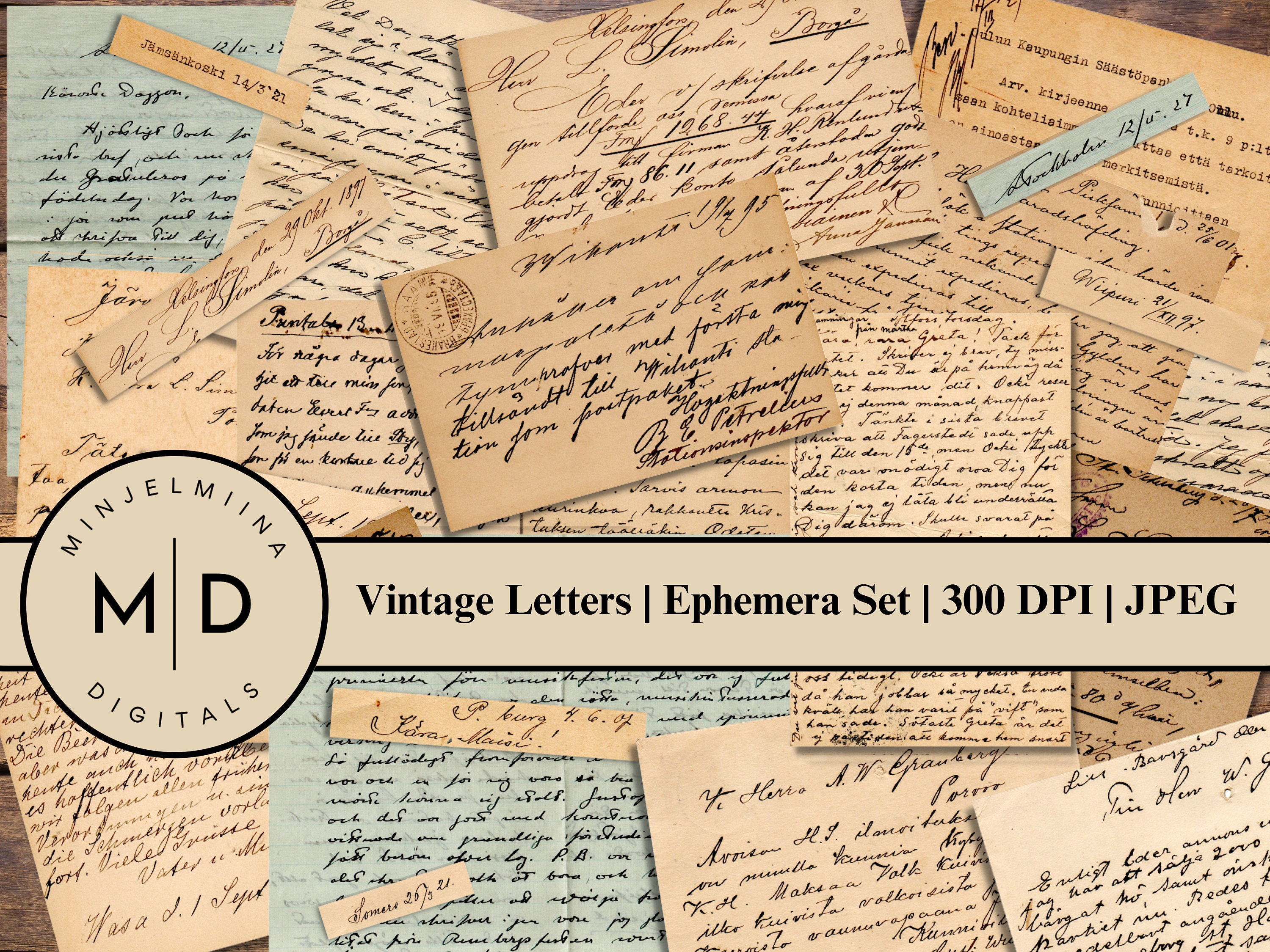 Vintage Letters Ephemera Set | Junk Journal Ephemera | Instant Download ...