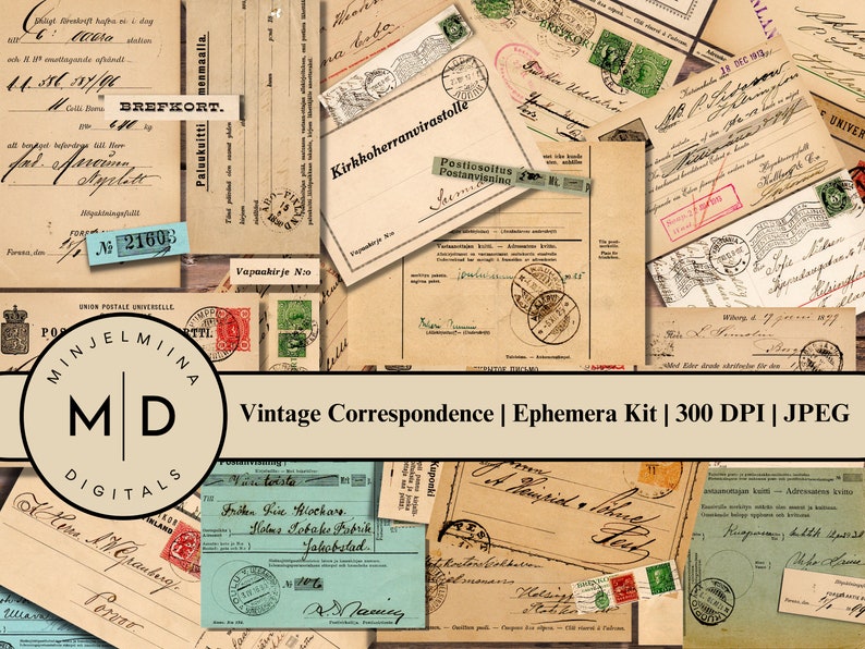 Vintage Correspondence Ephemera Kit | Instant Download | Vintage ...