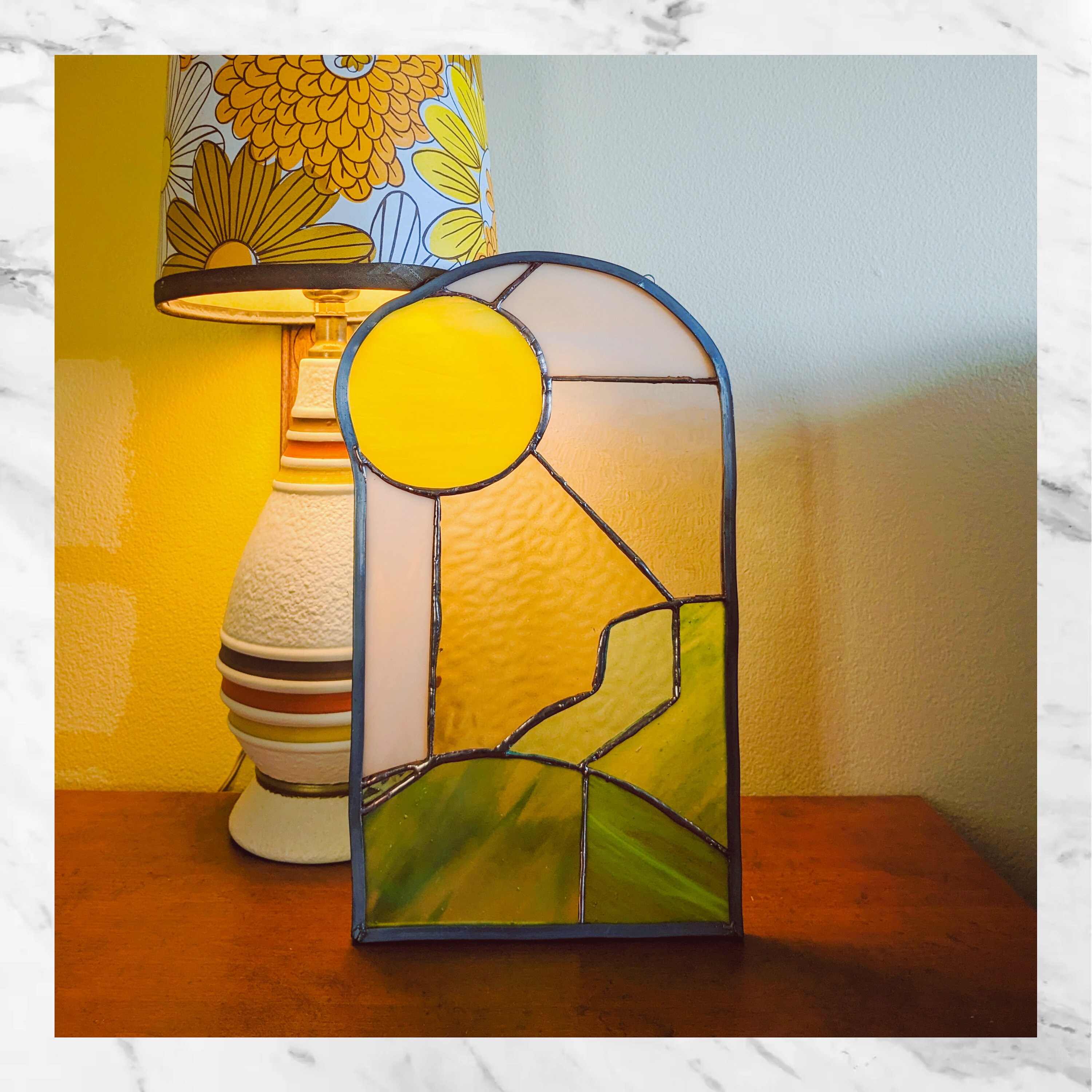 Handmade Stained Glass Window Display, Hills Alight - Etsy