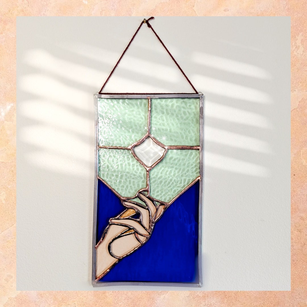 Handmade Stained Glass Window Display, spark hand and Star - Etsy