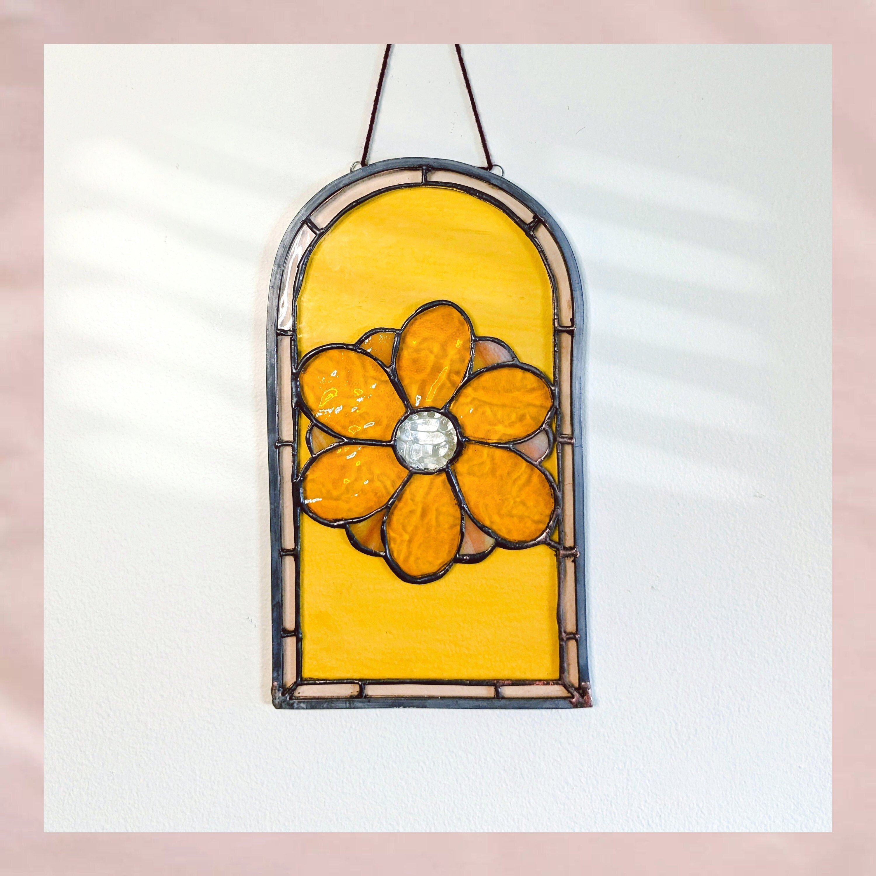 Handmade Stained Glass Window Display, Yellow Daisy - Etsy