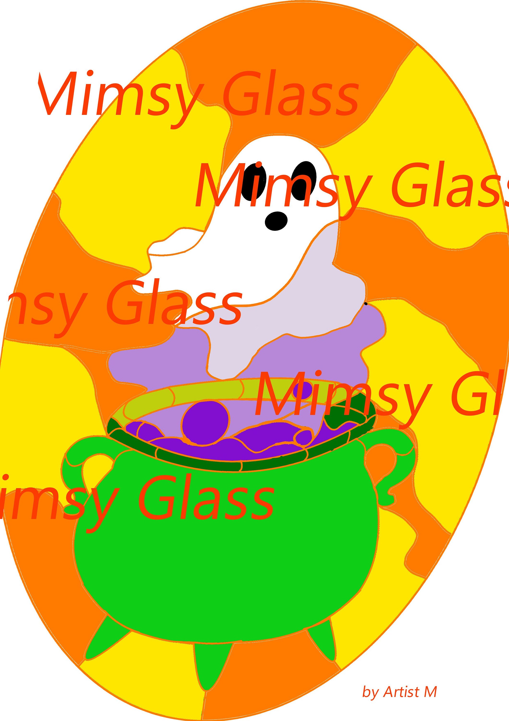 Stained Glass Pattern, Digital Download Ghost in a Cauldron by Artist M ...