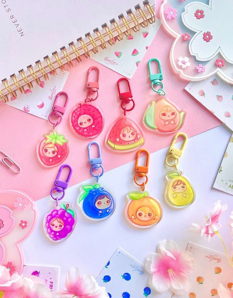 Fruit Baby Keychains Cute Keychains Acrylic Keychains Fruit Keychains ...