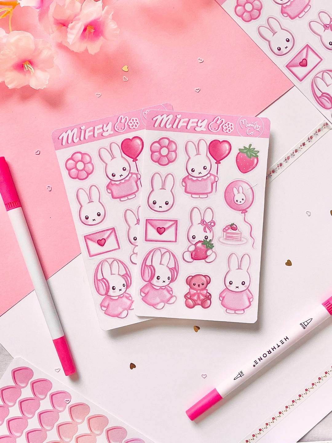 Miffy Sticker Sheet Miffy Sticker Valentines Stickers Pink Miffy ...