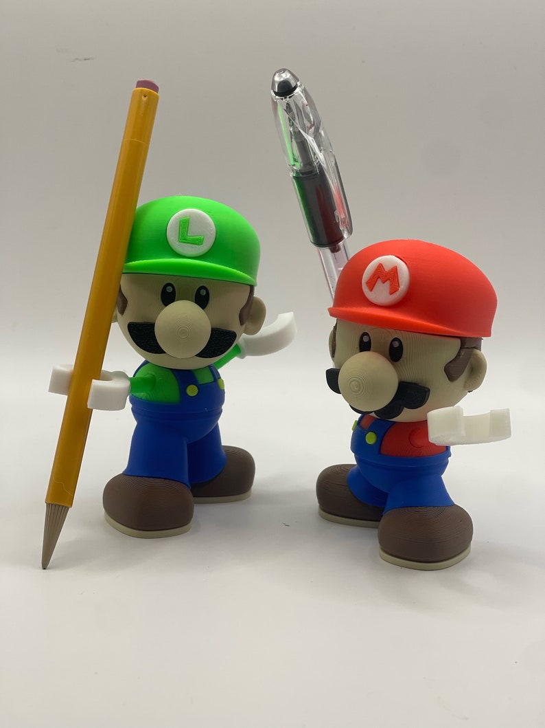 Mini Mario, Luigi, and Princess Peach Pen Holders | 3D Printed | Super ...