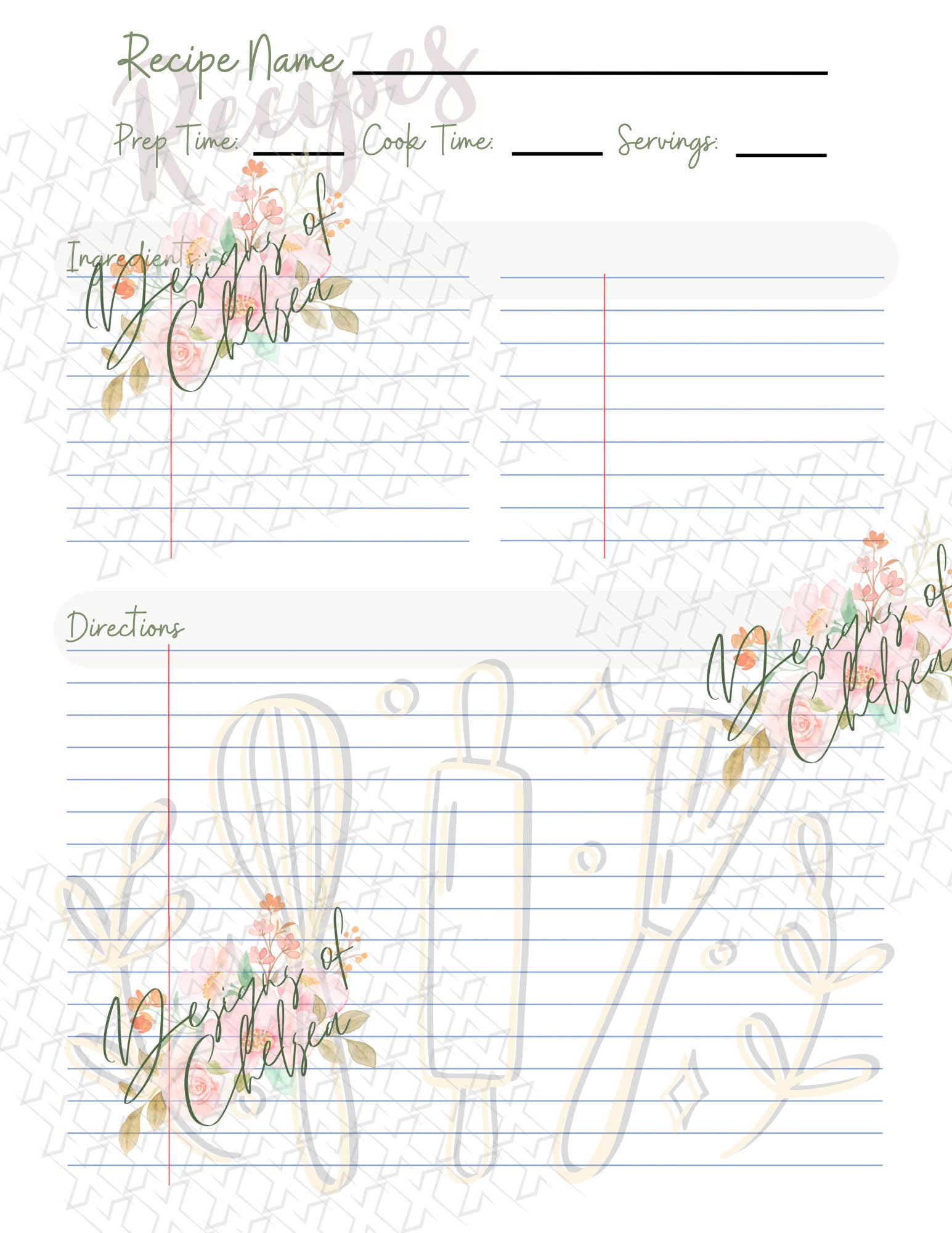 Printable Recipe Book | Printable Cookbook Template | Family Recipe ...