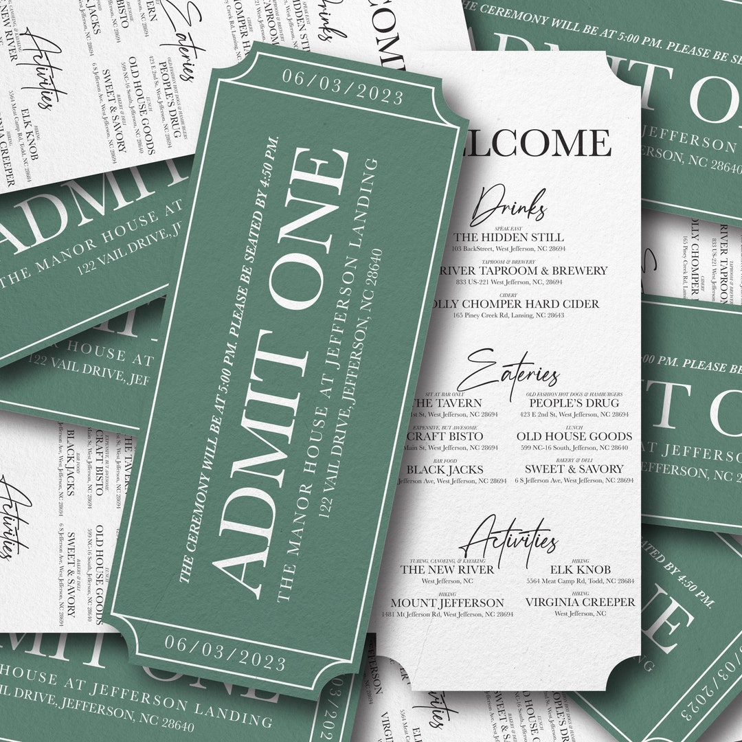 Wedding Guest Itinerary / Admit One Ticket - Etsy
