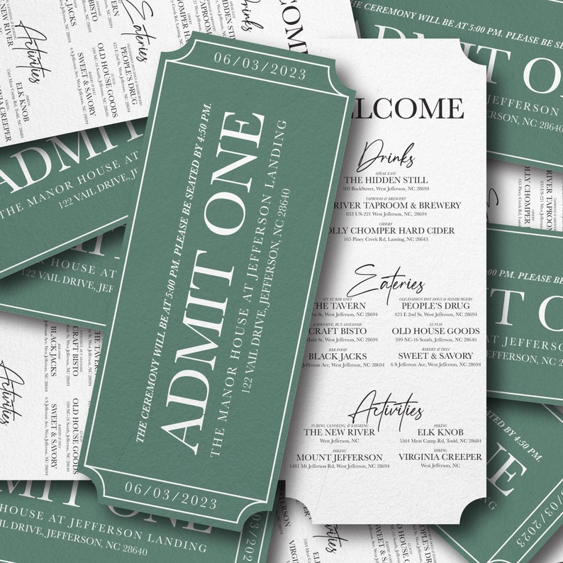 Wedding Guest Itinerary / Admit One Ticket - Etsy