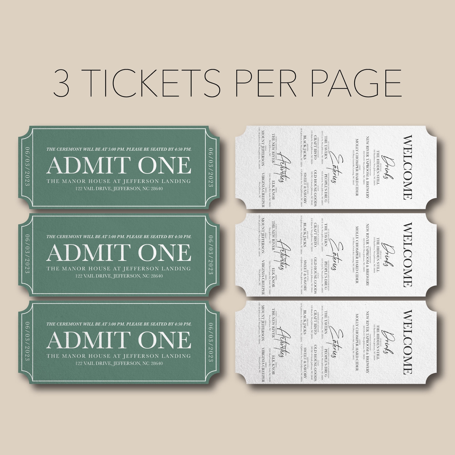 Wedding Guest Itinerary / Admit One Ticket - Etsy
