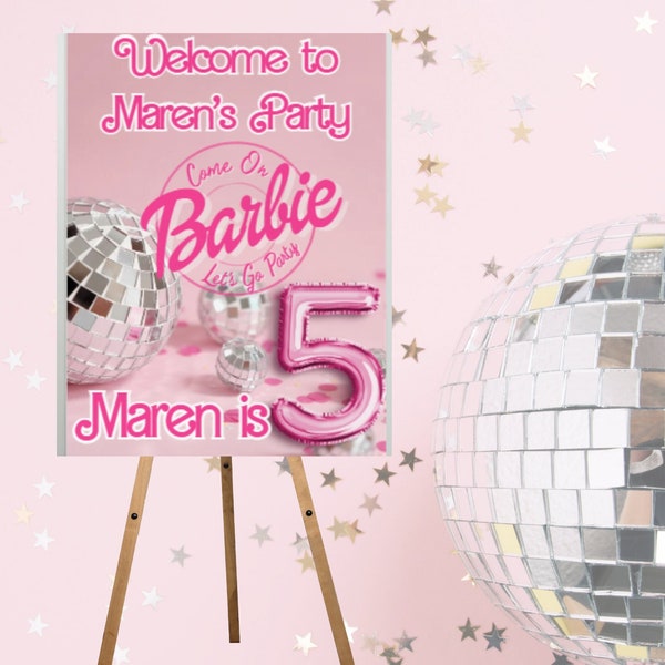 Instant Download Barbie Birthday Sign - Etsy