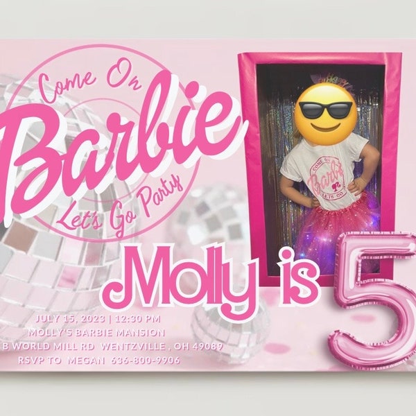 Barbie Birthday Invites and Custom Photo - Etsy