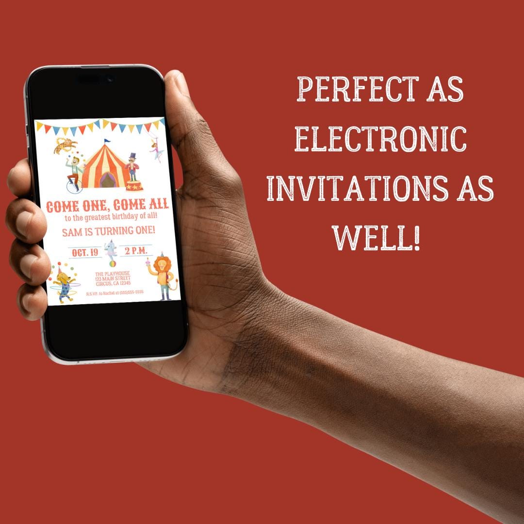 Circus or Carnival Birthday Invitation | First Birthday Invitation ...