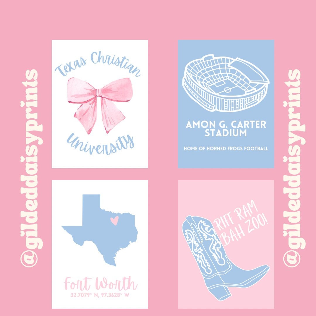 Texas Christian University Preppy Prints TCU Prints Pink and Blue Dorm ...