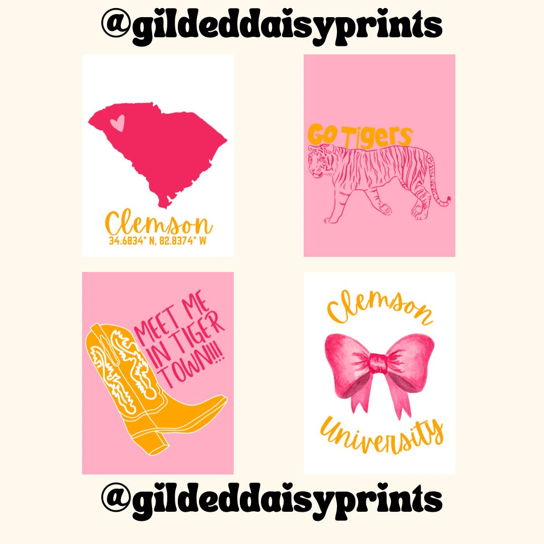 Preppy Clemson University 4 Pack - Etsy