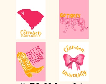 CLEMSON UNIVERSITY Preppy Wall Print Out Decor - Etsy