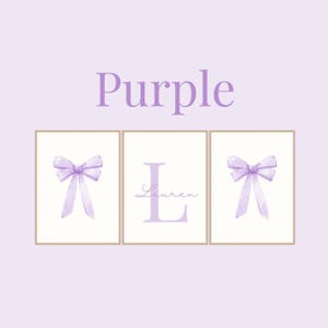 Bow Initial Set of 3 | Watercolor Bow Prints | Nursery Prints | Baby ...