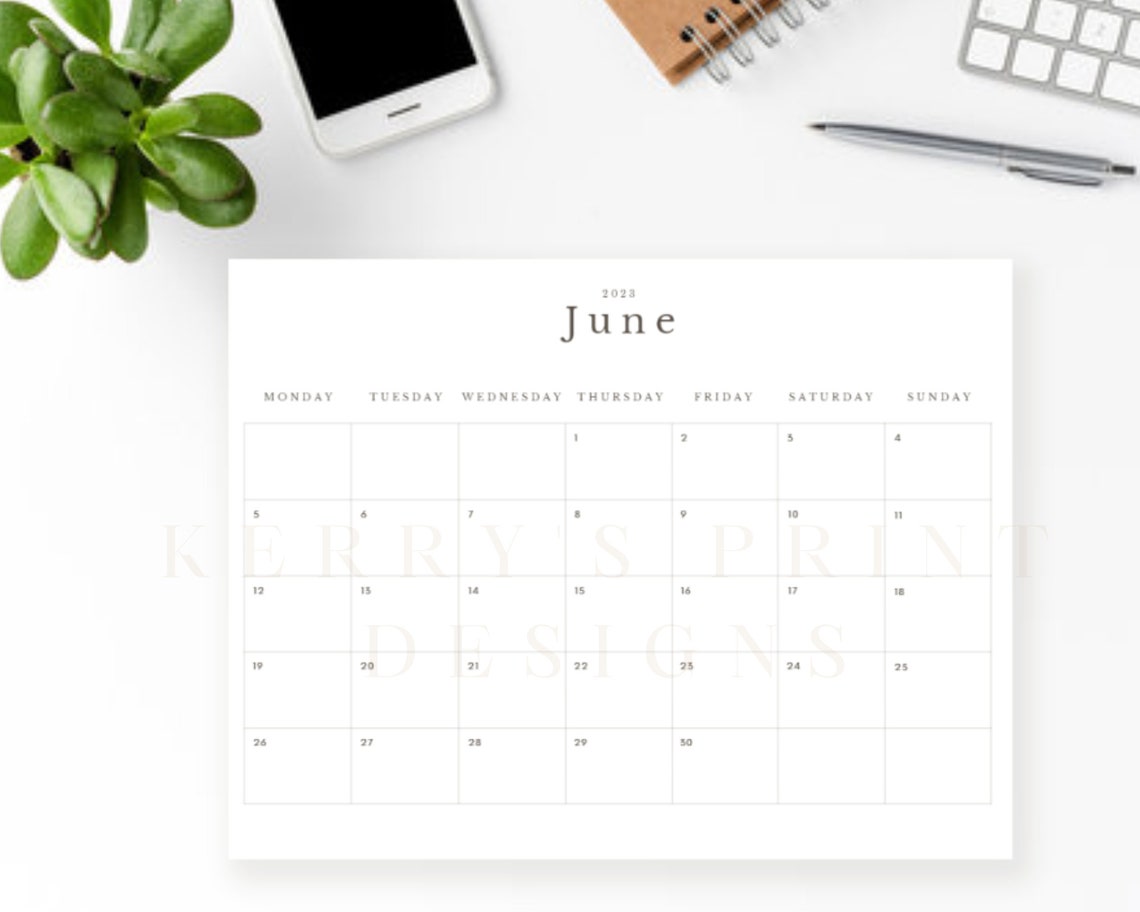 Printable Calendar - Minimalist - Digital File - Etsy