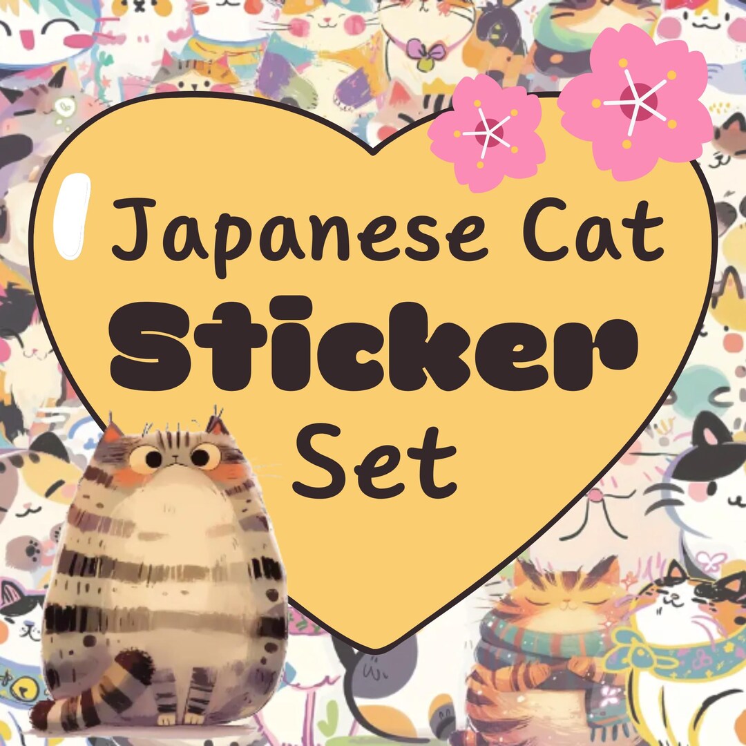 Japanese Cat STICKER Set! Colorful Japanese Inspired Cat Stickers for ...