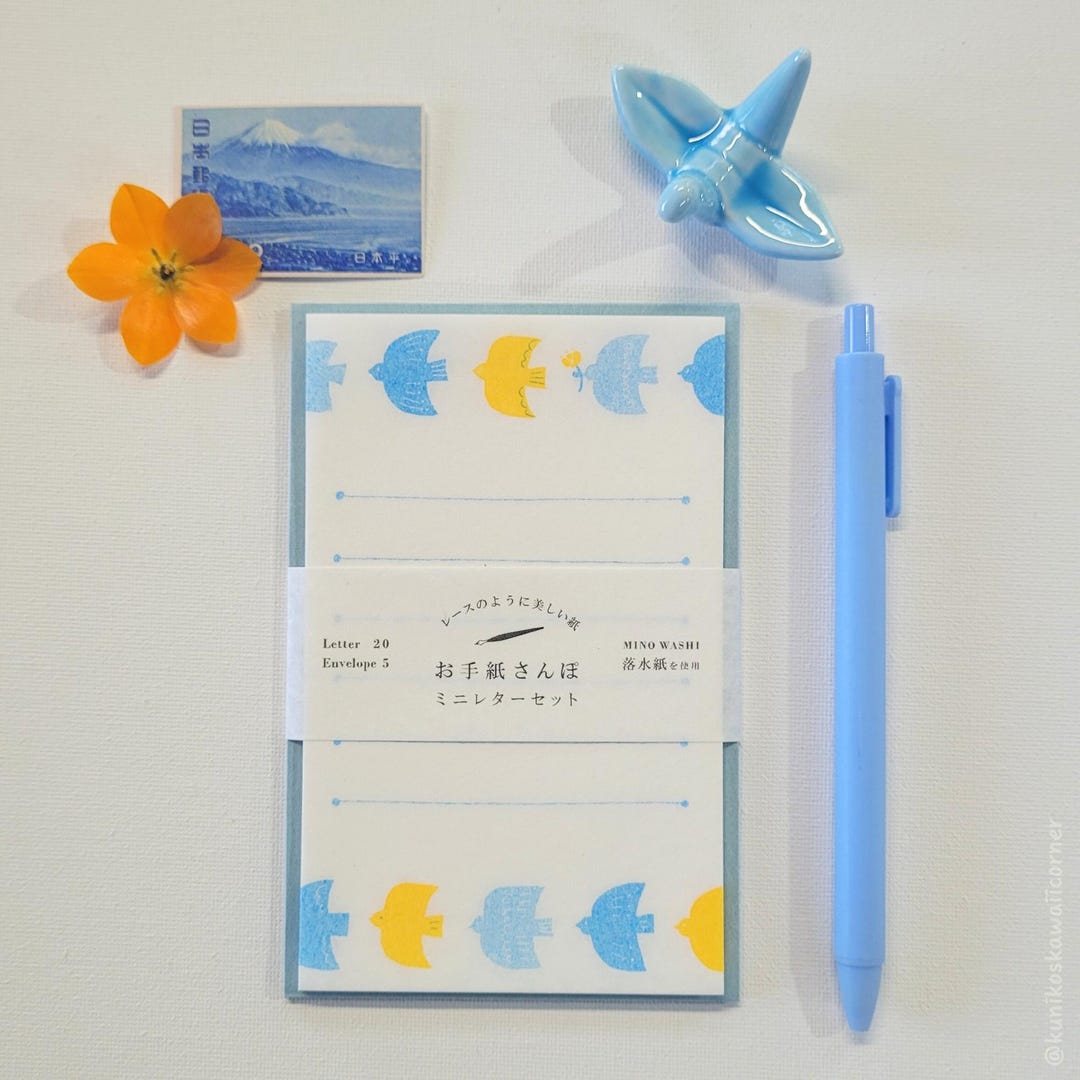 Blue and Yellow Birds MINI Letter Writing Set - Letter Walk Series ...