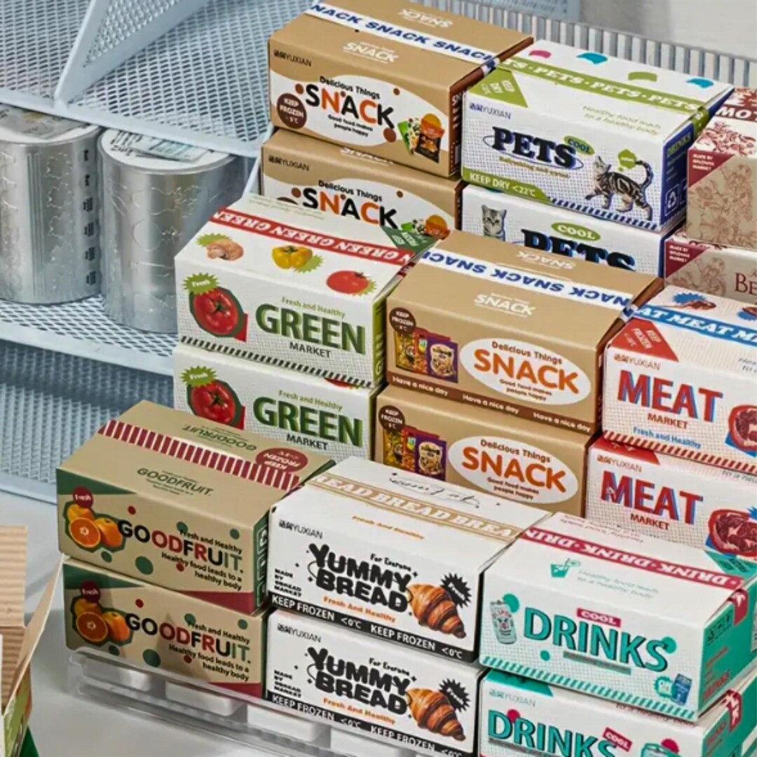 50 Mini Holographic Food Stickers, Inside a Tiny "delivery Box" With ...