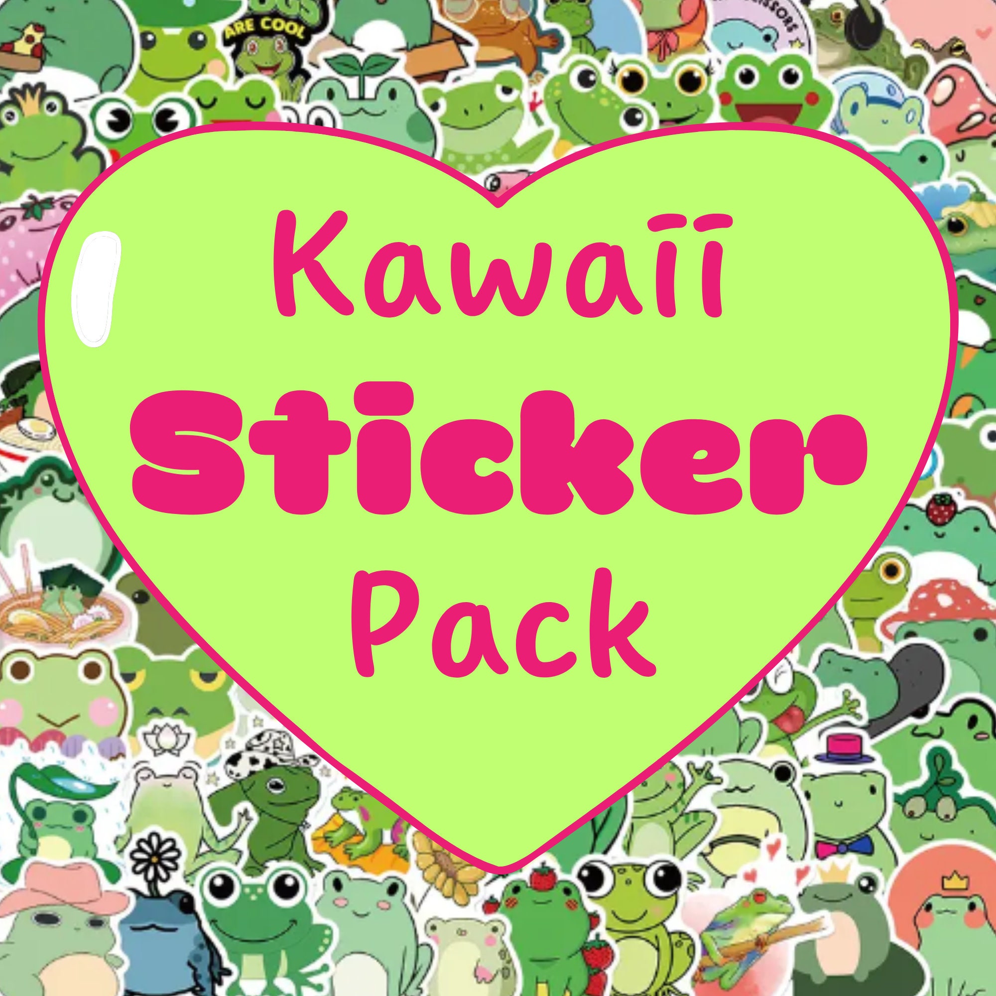 50 Kawaii Frogs STICKER FUN PACK Cute Vinyl Die Cut Stickers - Etsy